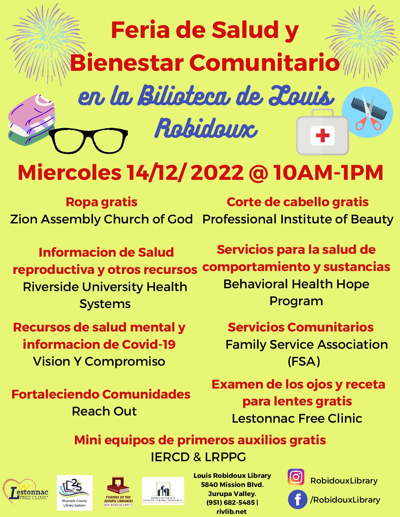 Community Health & Wellness Fair at Louis Robidoux Library | Riverside ...